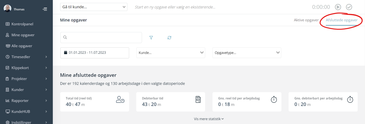 Rapport og statistik over afsluttede opgaver - Effihub help center